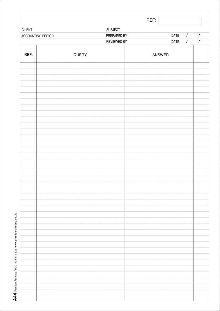 A4 Plain Analysis Pads - Prestige Printing